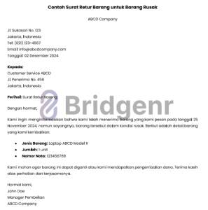 Contoh Surat Retur Barang yang Tepat untuk Bisnis